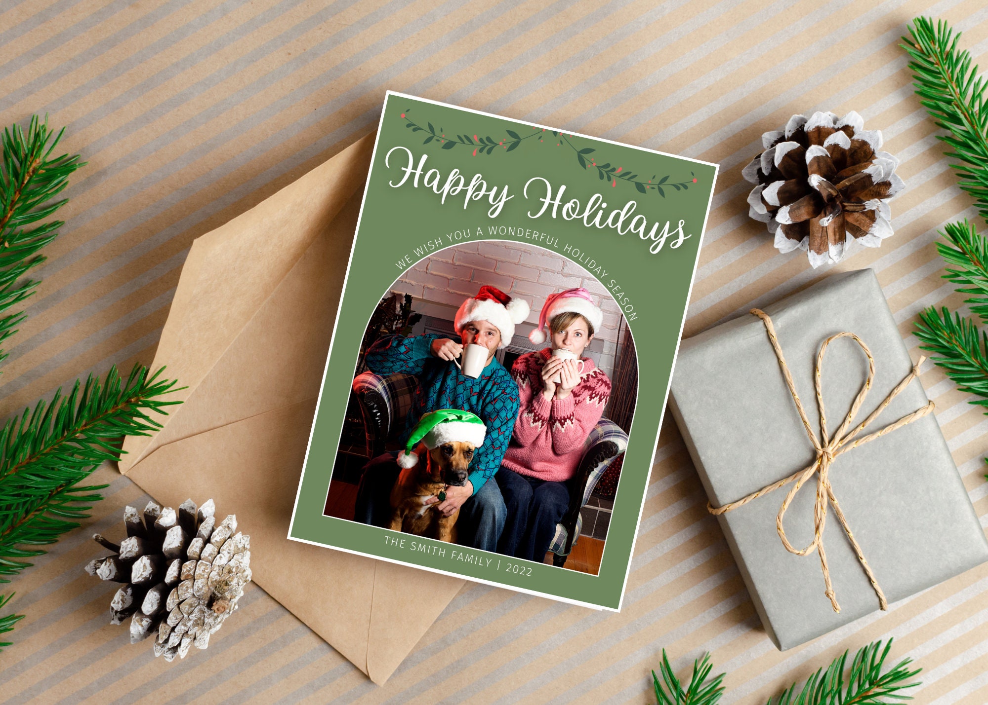 Photo Christmas Card Template, Printable Christmas Card, Holiday Card ...