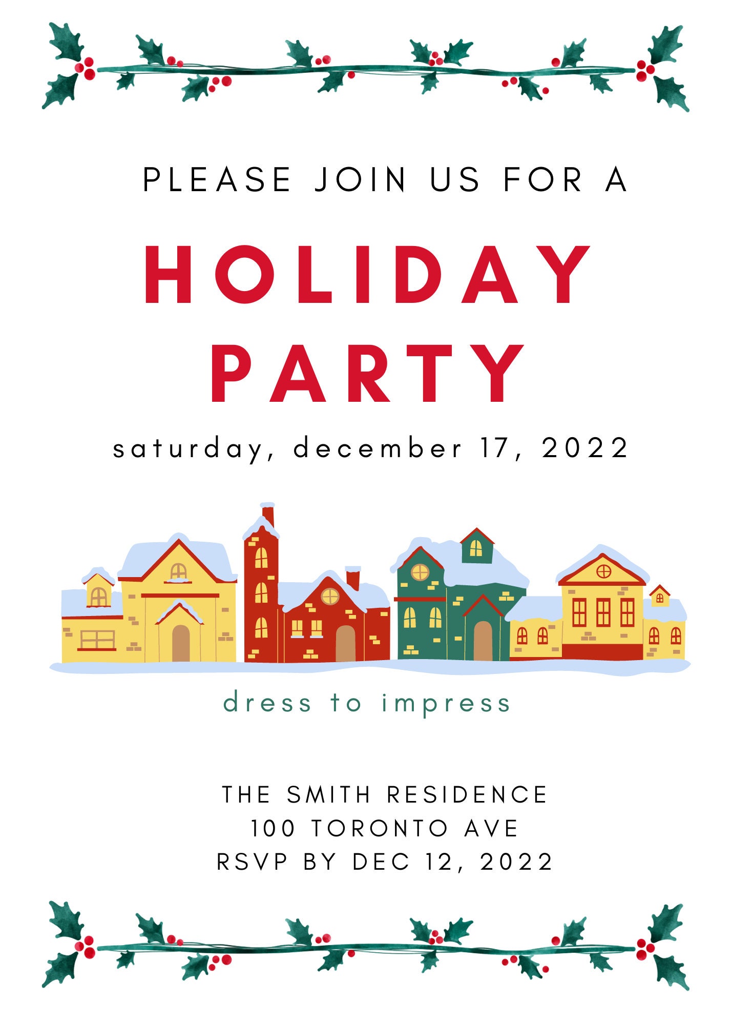 Editable Christmas Party Invitation Template (digital Download) - Etsy