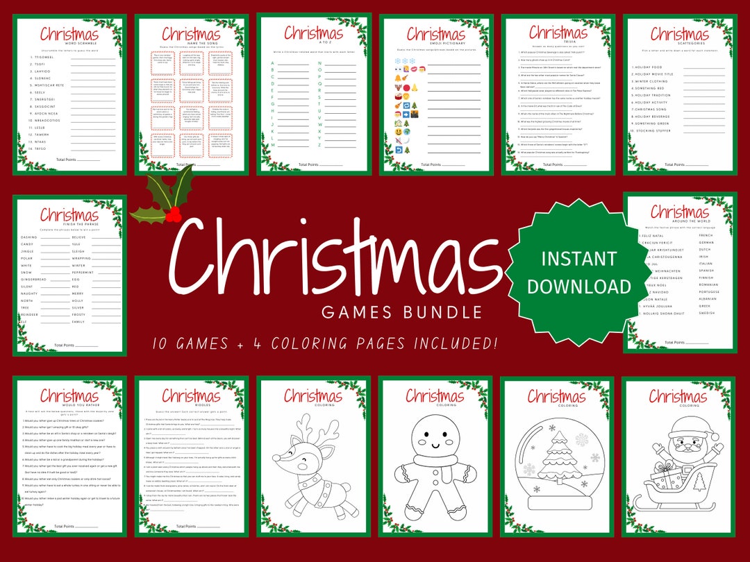 Christmas Games Printable, Printable Christmas Games for Kids, Instant ...