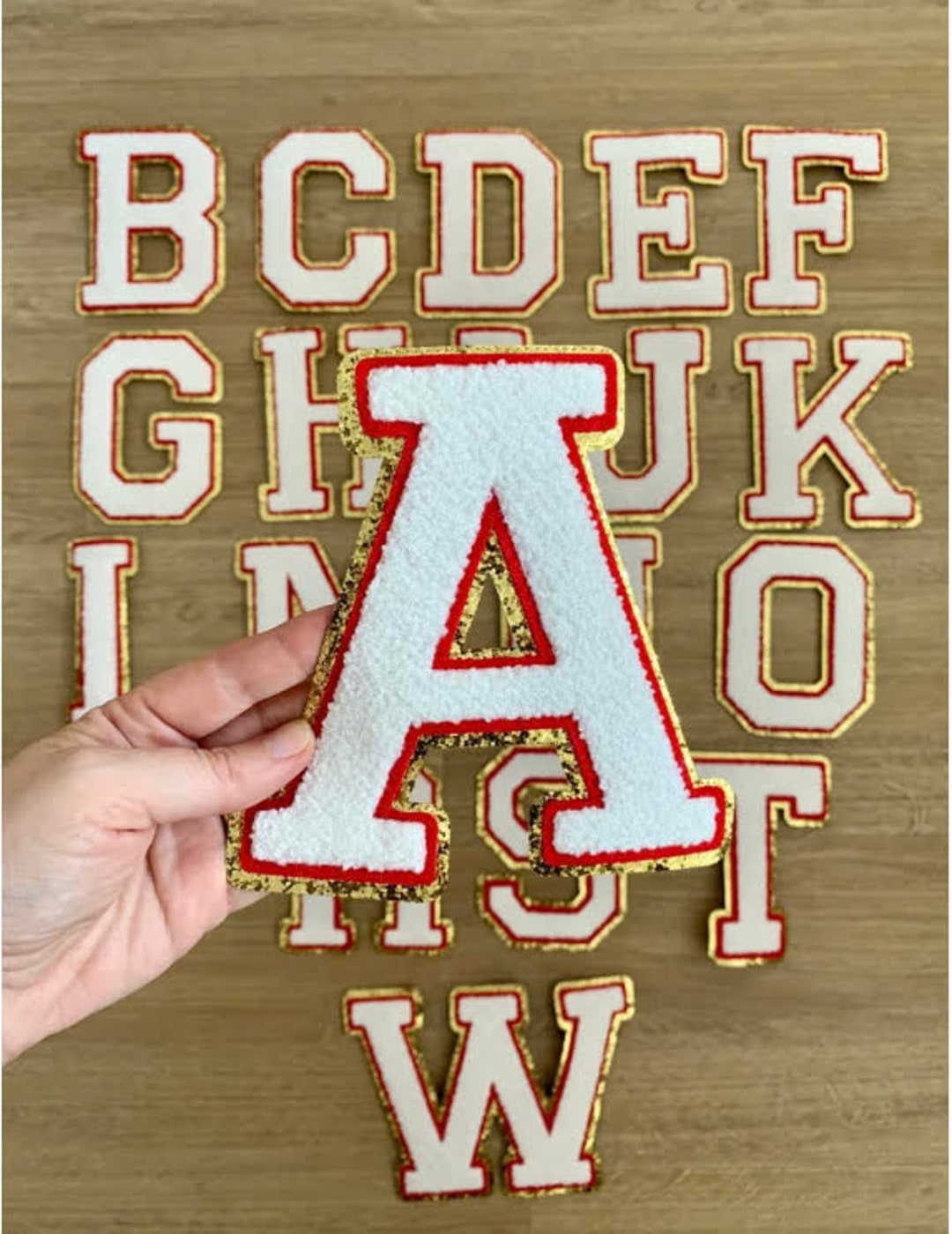 Large White Chenille Embroidered Iron on Patch, Applique, Diy Name ...