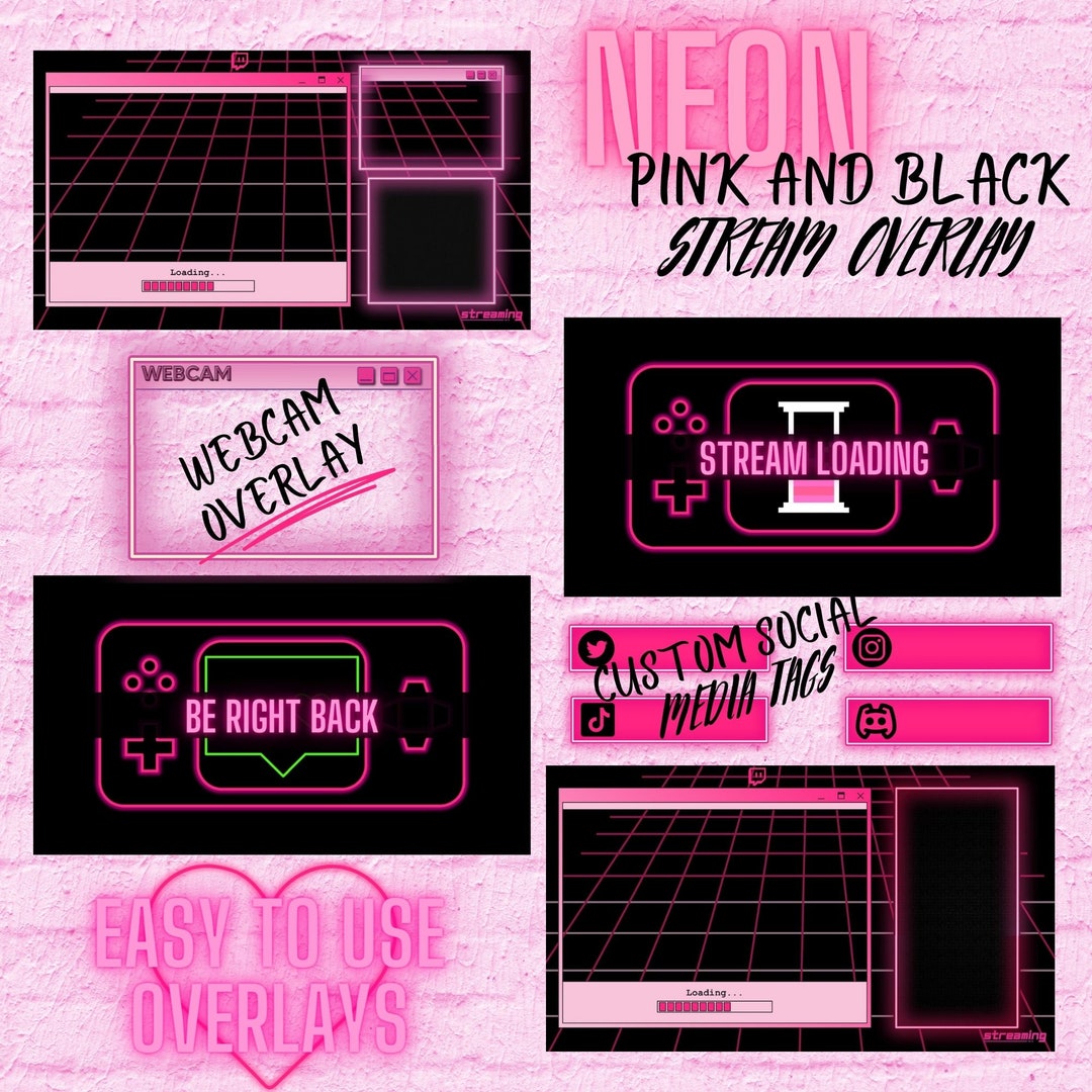 Neon Pink and Black Stream Overlay - Etsy