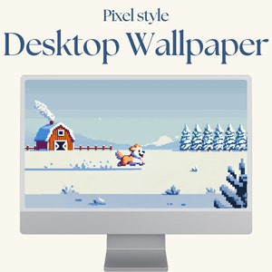 Cute Dog Pixel Art Desktop Wallpaper - Cute Dog Running Through ...