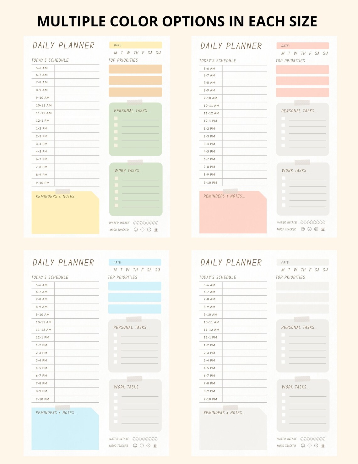 Daily Planner Printable, Hourly Time Blocking, Personal & Work Task to ...