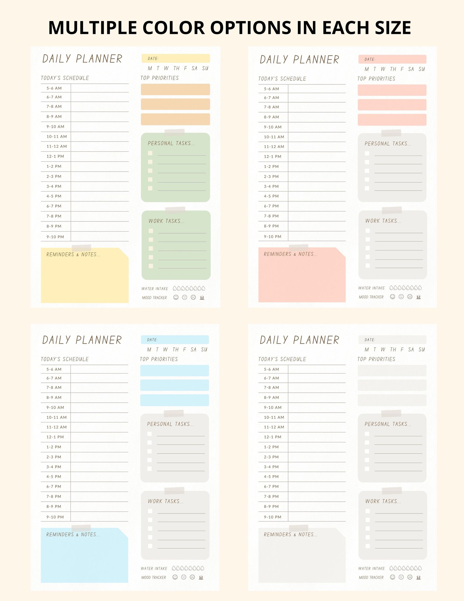 Daily Planner Printable, Hourly Time Blocking, Personal & Work Task to ...