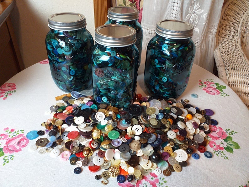 One Quart Mason Jar Filled With My All-time Favorite Buttons - 1900's ...