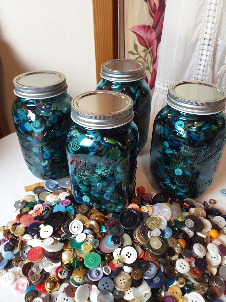 One Quart Mason Jar Filled With My All-time Favorite Buttons - 1900's ...