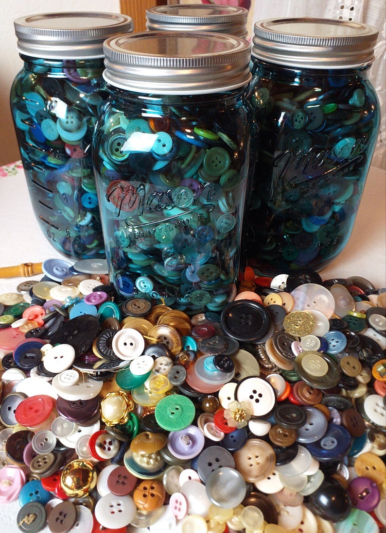 One Quart Mason Jar Filled With My All-time Favorite Buttons - 1900's ...