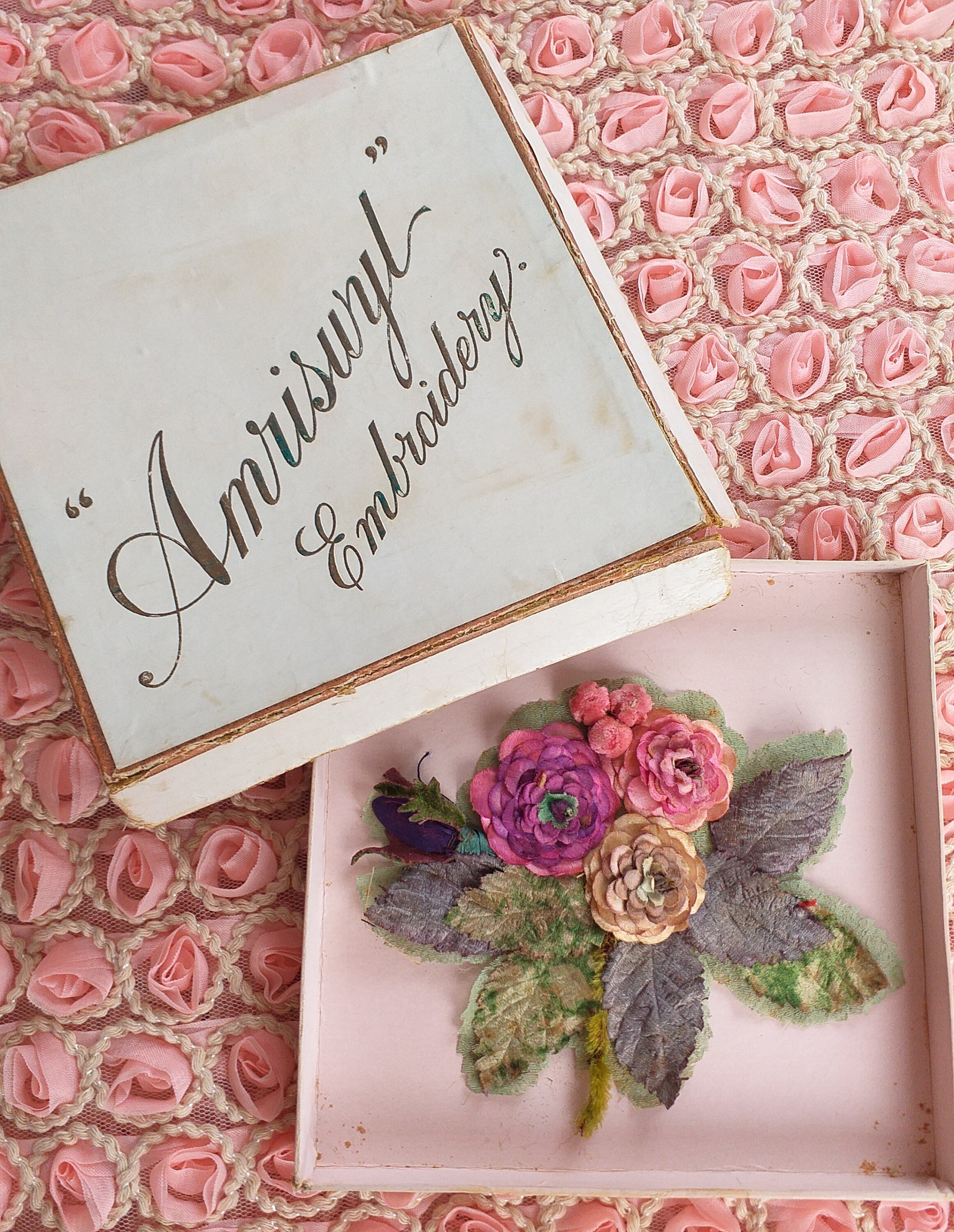 Absolutely Stunning Intricate Antique Ribbonwork Piece With Velvet ...