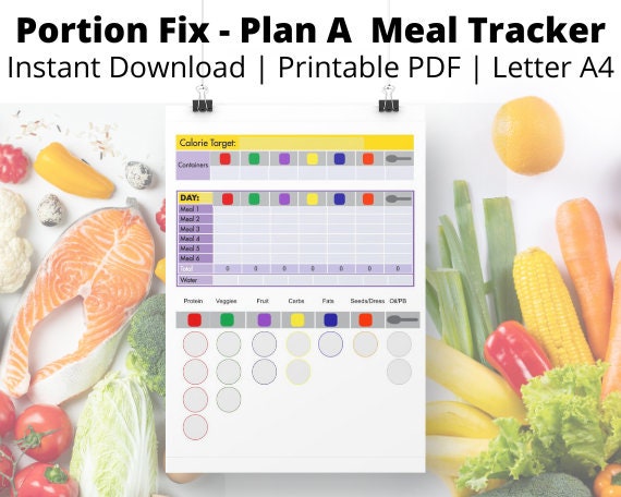 PORTION FIX Daily Meal Tracker: Plan A - Instant Digital Download ...