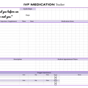 IVF Medication Tracker: Instant Digital Printable Download - IVF ...
