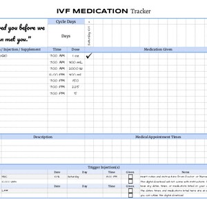 IVF Medication Tracker: Instant Digital Printable Download - IVF ...