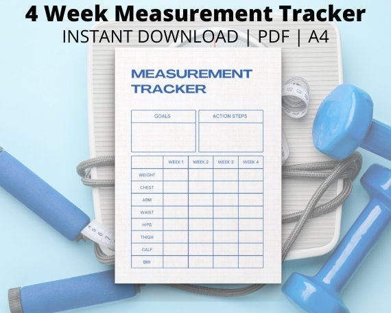 4 Week MEASUREMENT TRACKER: Instant Printable PDF Digital - Etsy
