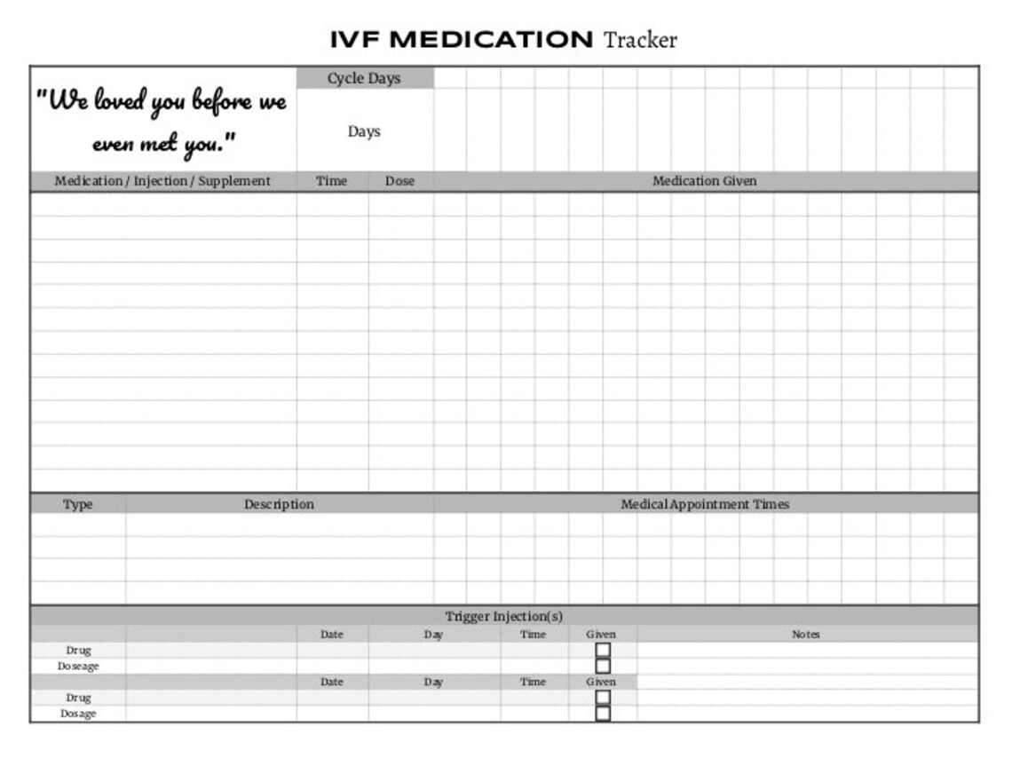 IVF Medication Tracker: Instant Digital Printable Download - IVF ...