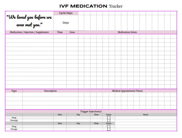 IVF Medication Tracker: Instant Digital Printable Download - IVF ...