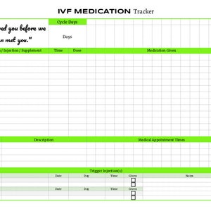IVF Medication Tracker: Instant Digital Printable Download - IVF ...
