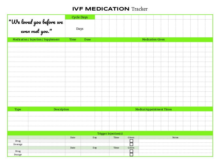 IVF Medication Tracker: Instant Digital Printable Download - IVF ...