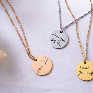 Handwriting Necklace • Custom Engrave Necklace Personal Message • Gold ...