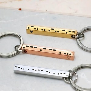 3D Morse Code Keychain, Cute Drive Safe Coordinates Keychain Gift for ...