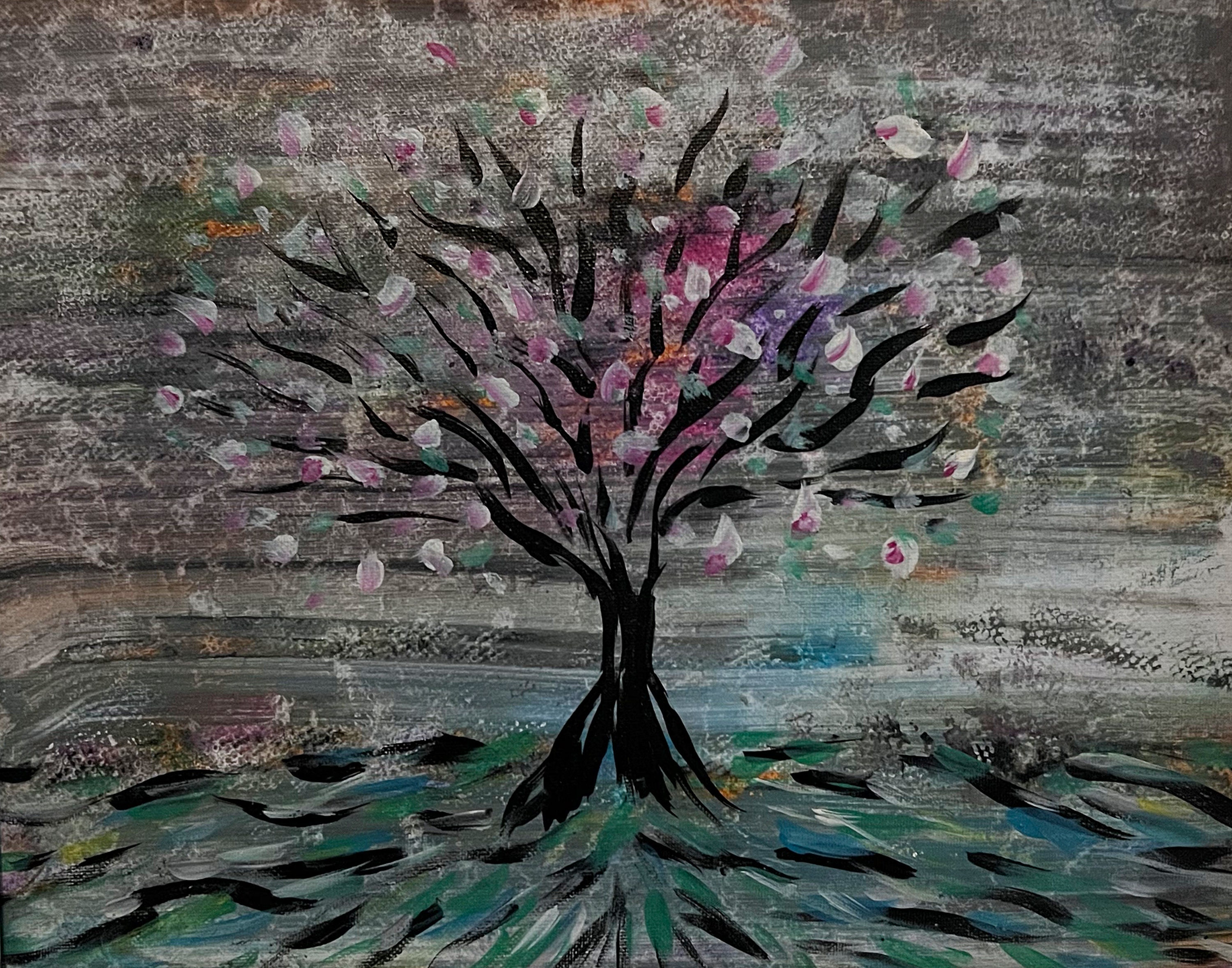 Flowering Tree - Original - Muted Colors - 11x14 Stretched Canvas ...