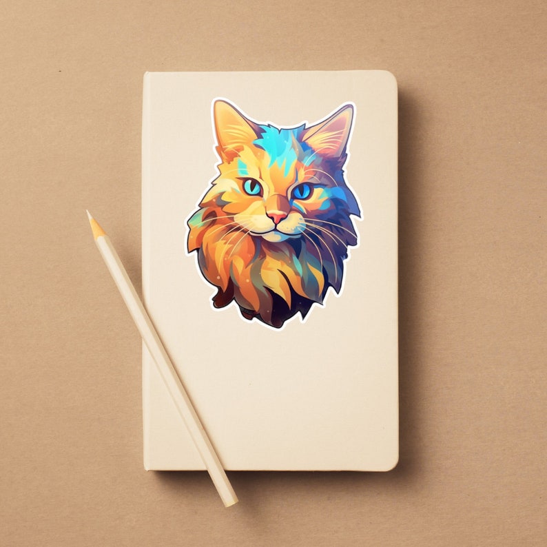 Cute Cat Stickers, 40 High Quality PNG Stickers, Cat Printable Stickers ...