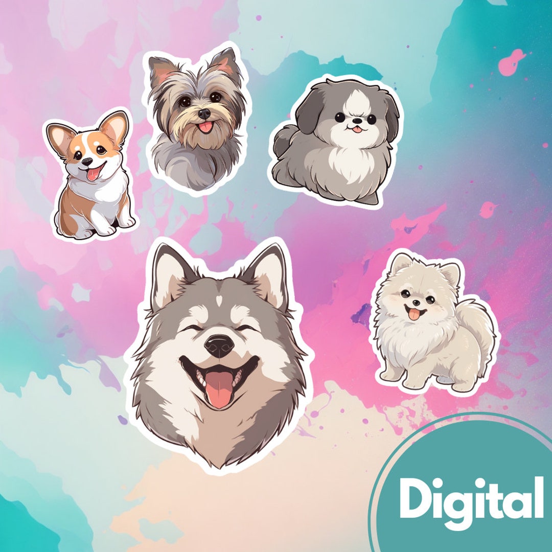 100 Bundle Dog Stickers PNG, High Quality PNG Stickers, Dog Printable ...