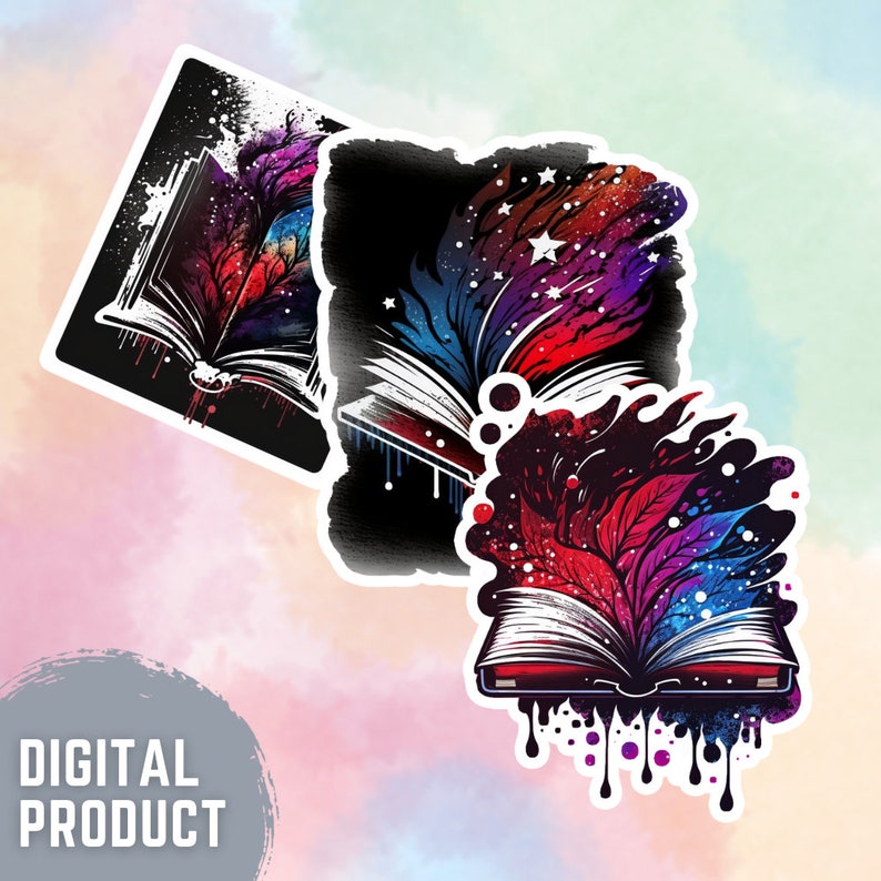 30 Printable Book Themed Stickers PNG Bundle - Print and Cut Business ...