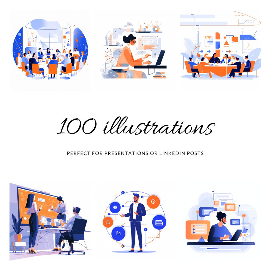 100 Modern Corporate Office Illustration, Business Professional Clipart ...
