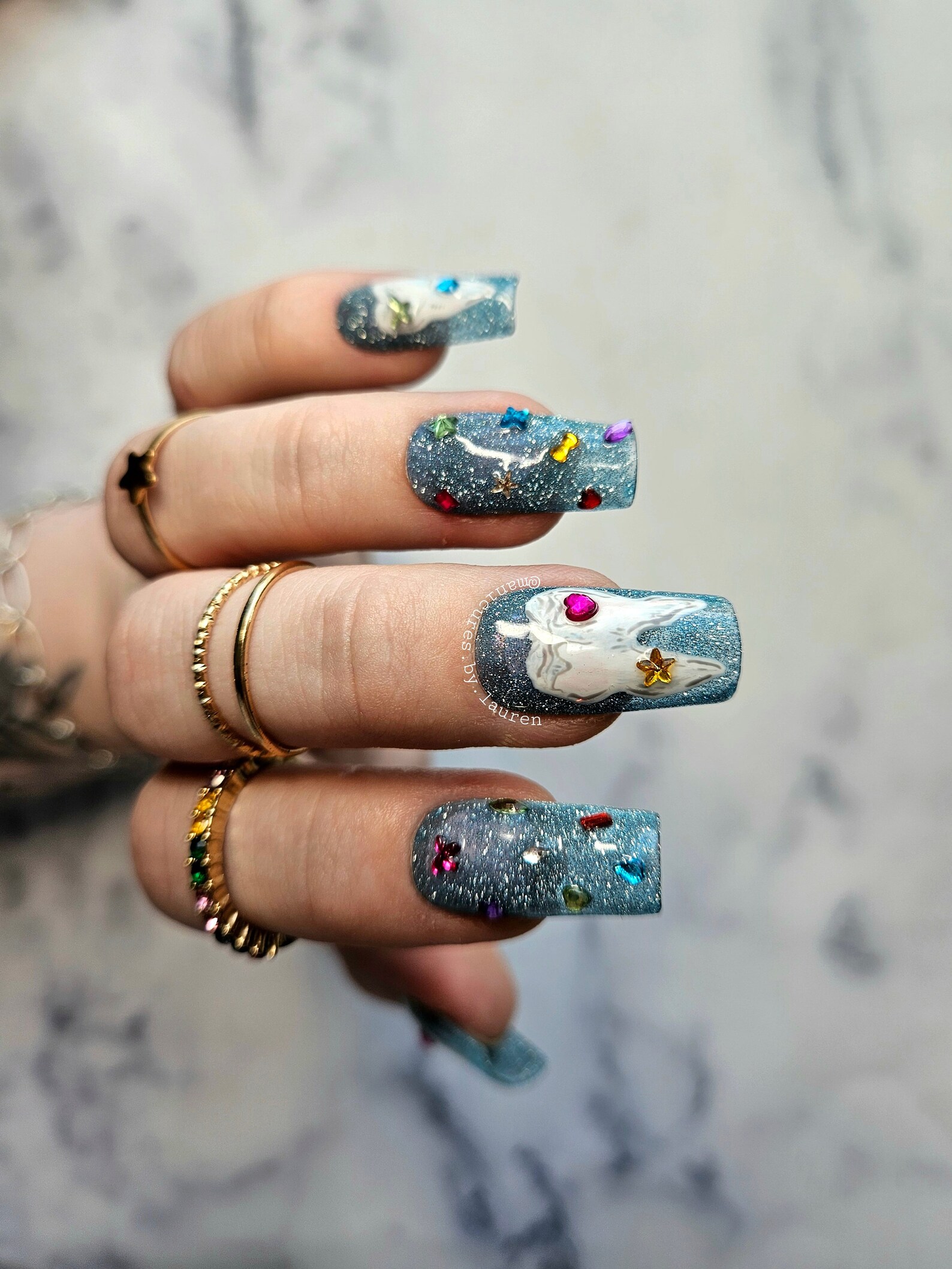 Blinged Out | Teeth Gem Y2K Reflective Press on Nail Set - Etsy