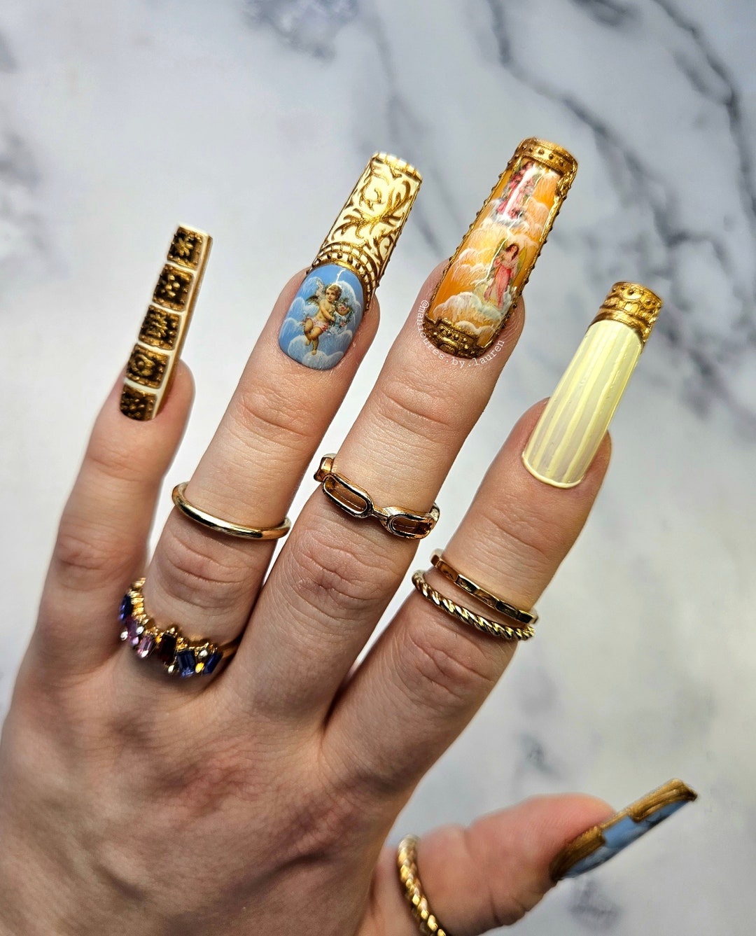 Angelic Cathedral Textured Press on Nail Set - Etsy