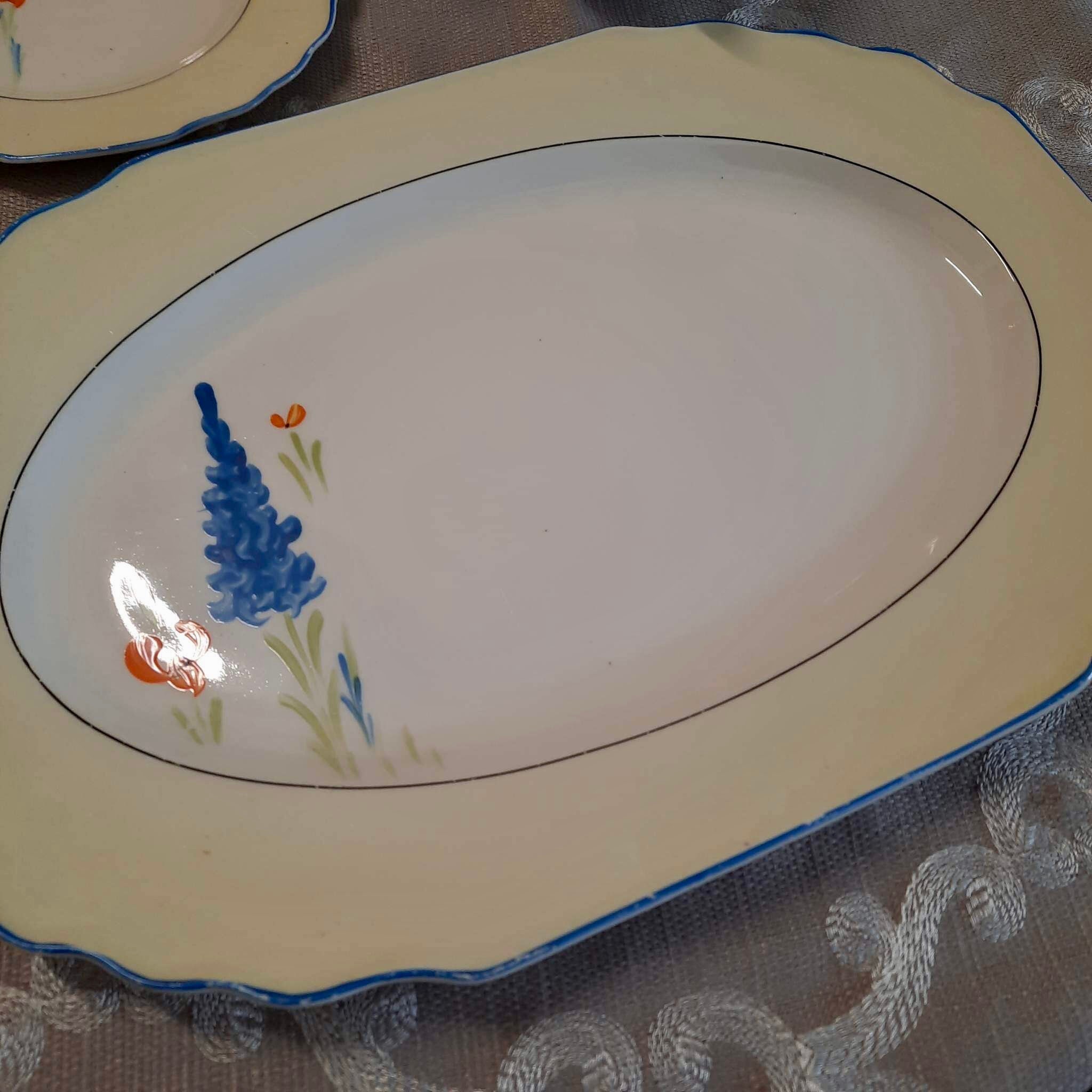 Vintage 1930s Myott Oval Serving Plate/ Art Deco Display Plate/ Oval ...