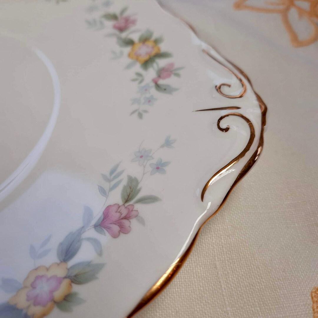 Vintage Royal Stuart Floral Eared Cake Plate/ China Cake Plate/ China ...