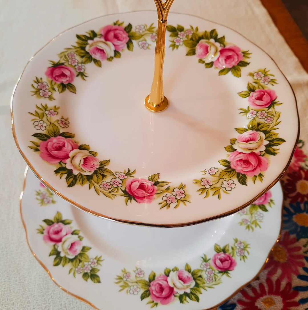 Two Tier Colclough Bone China Tea Stand/ Colclough Roses - Etsy
