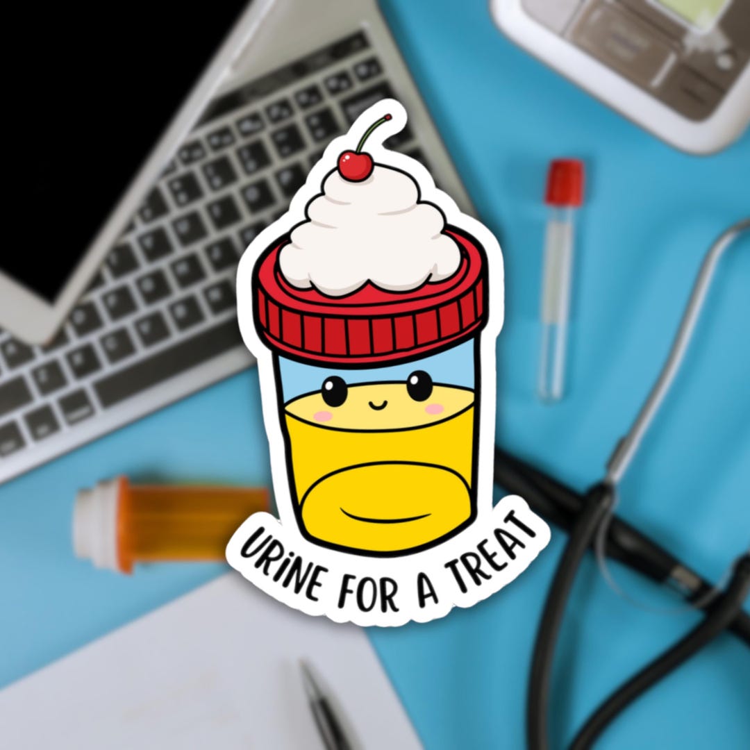 Funny Urine Sample Sticker, "urine for a Treat", Urinalysis Decal ...