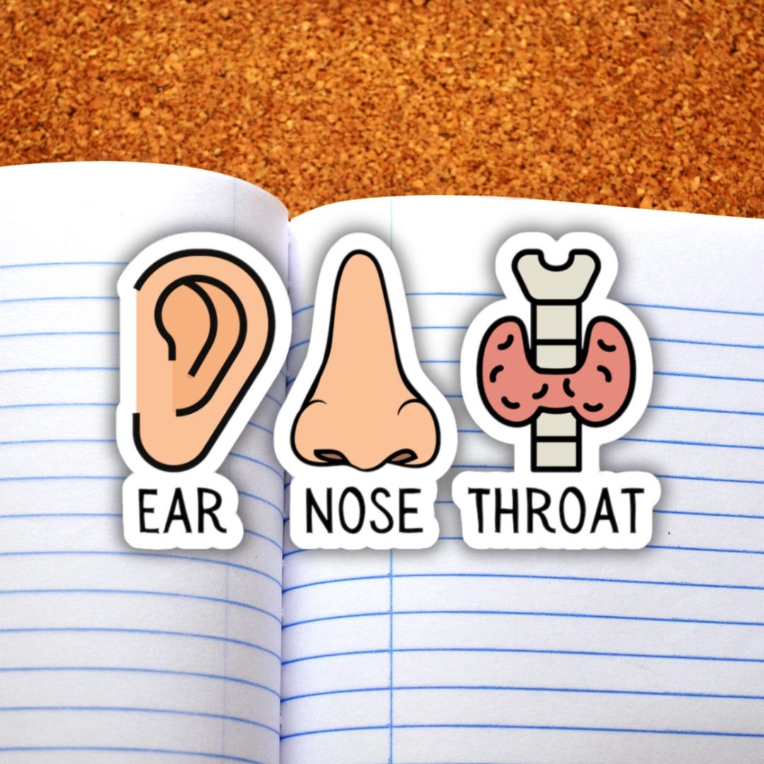 Ear Nose Throat Sticker Set, ENT Medical Gift, Otolaryngologist Sticker ...