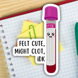 Felt Cute Blood Tube Sticker Funny, Laboratory Phlebotomist Decal ...