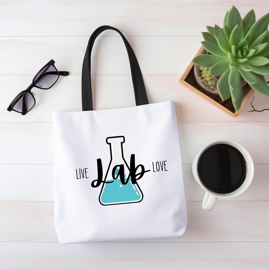 Live Lab Love Tote Bag - Med Tech Gift, Researcher Tote, Science Lover ...