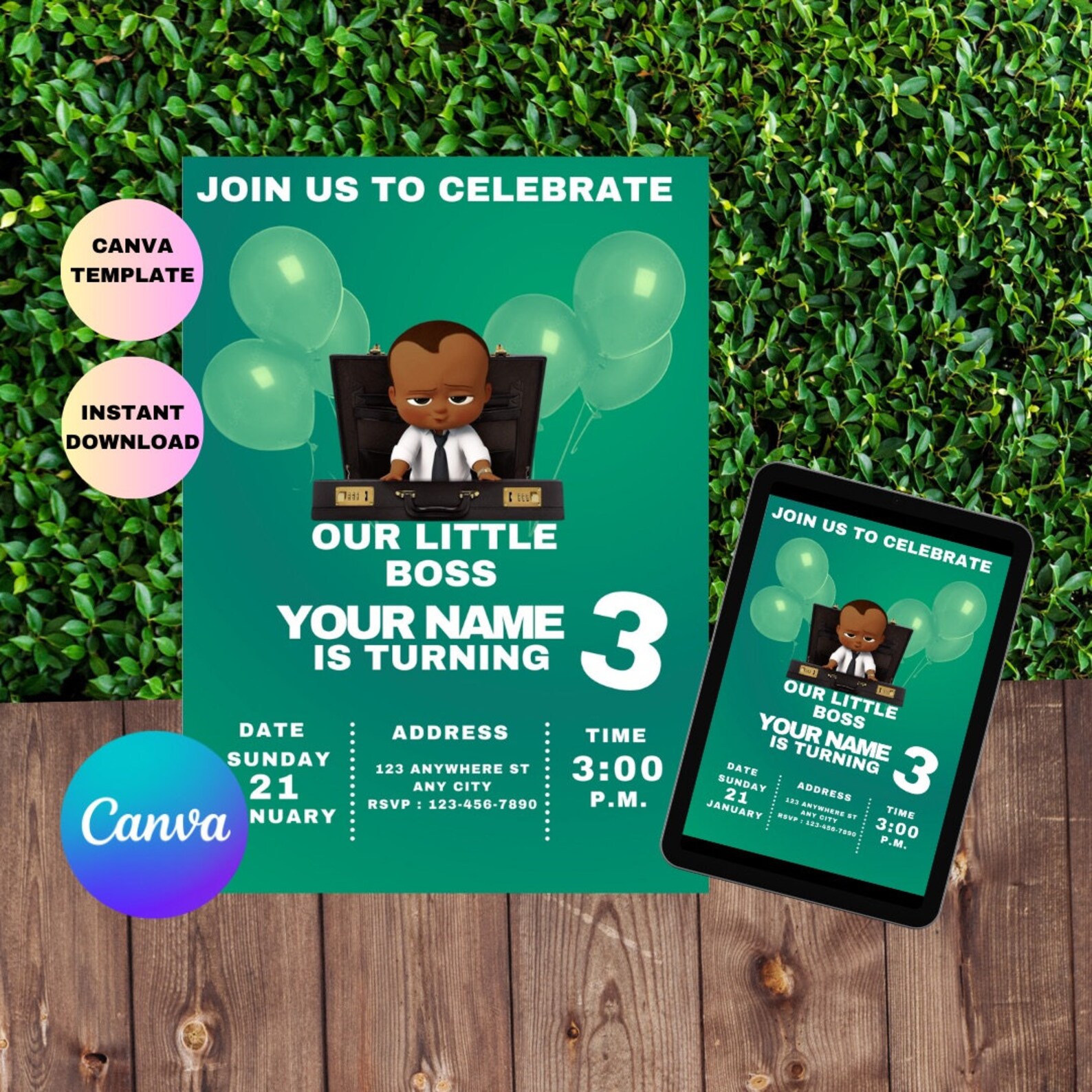 Editable Black Boss Baby Boy Birthday Invitation | Boss Baby Party ...