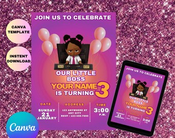 Editable Black Boss Baby Boy Birthday Invitation Boss Baby Party ...