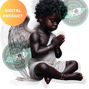 Young Praying Black Boy Angel Png African American Christian Digital