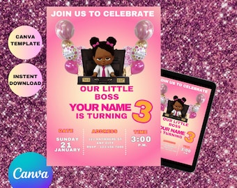 Editable Black Boss Baby Boy Birthday Invitation | Boss Baby Party ...
