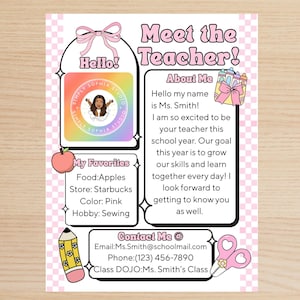 Meet the Teacher Flyer- Pink Theme - Etsy