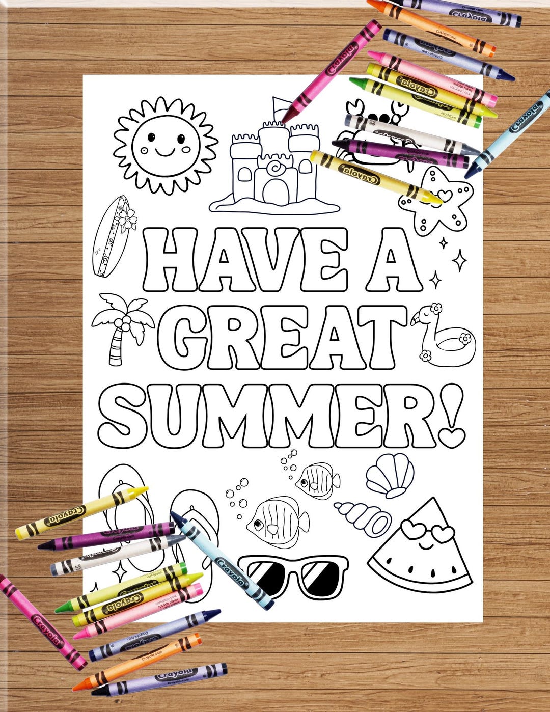 Summer End of Year Coloring Page - Etsy