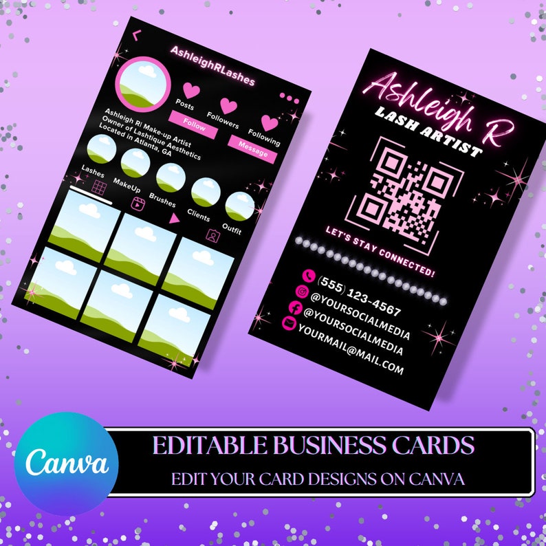 Instagram Business Cards DIY Canva Business Card Template - Etsy