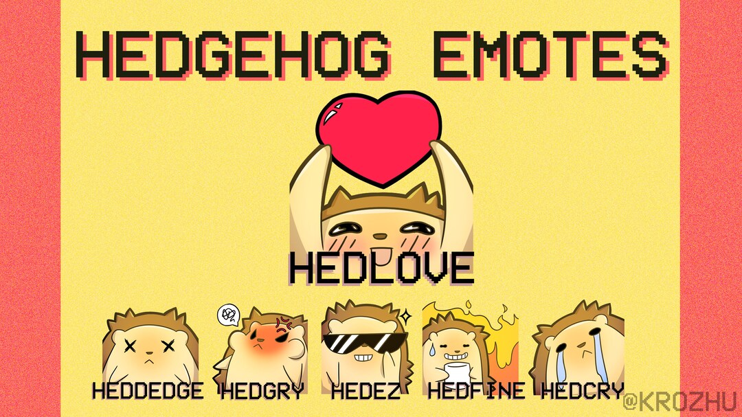 HEDGEHOG EMOTES HED 6 Emotes Twitch Discord Youtube - Etsy