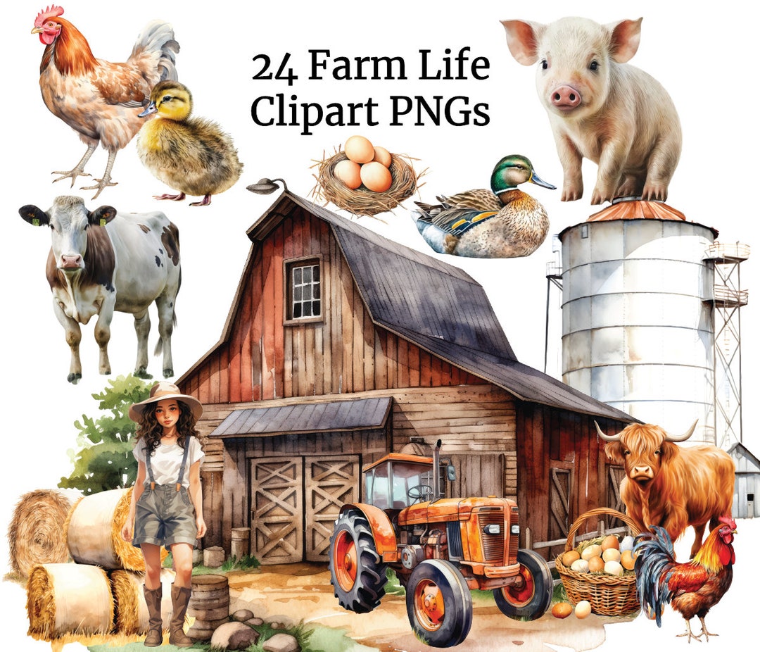 Farm Life Clipart, Farm Animals Clipart, Farm, Barn, Farmyard Animals ...