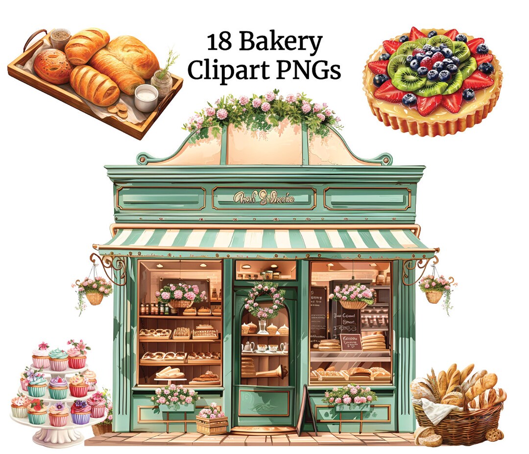 Bakery Clipart, Sweets, Baking PNG, French Croissants, Pastries, Bread ...