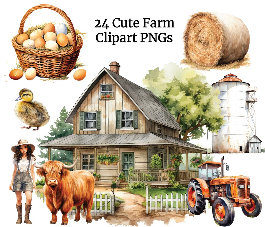 Cute Farm Clipart, Farm Animals Clipart, Farm, Barn, Farmyard Animals ...