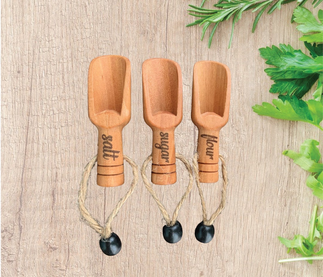 Engraved Mini Wood Scoops Wooden Scoops, Bath Salt Scoop, Sugar Scoop ...