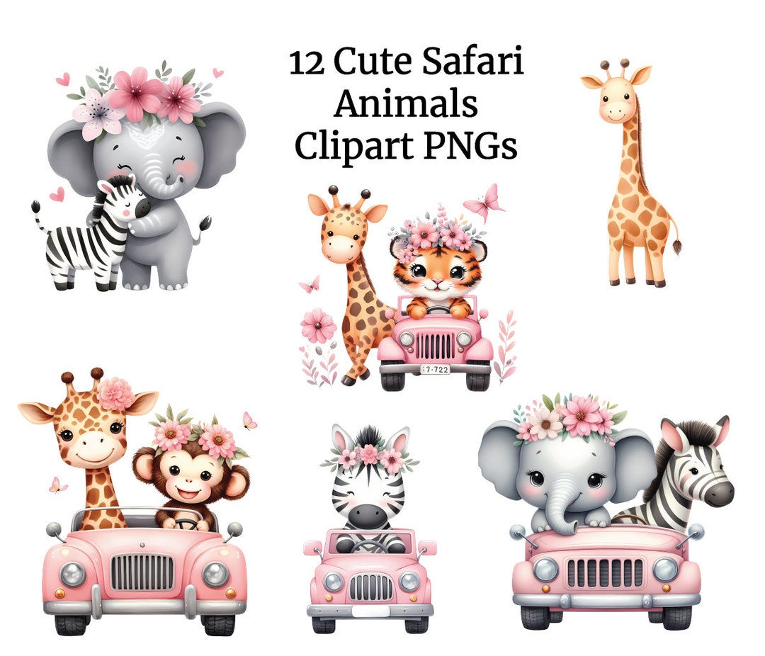 Baby Safari Animals, Cute Jungle Animals, Watercolor Clipart, Baby ...