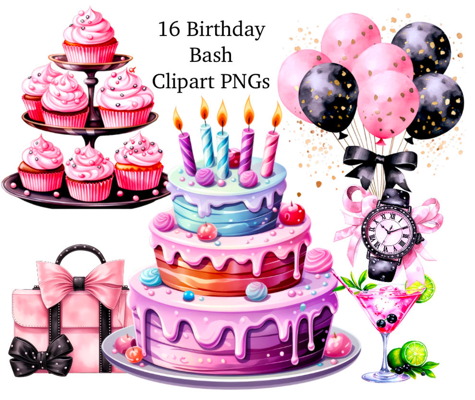 Birthday Bash Clipart, Party Clipart, Happy Birthday, Balloons Clipart ...
